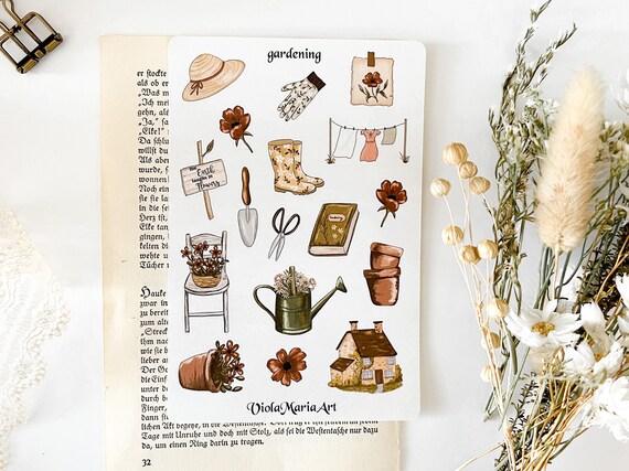 Gardening Sticker Sheet Bullet Journal Stickers | Etsy