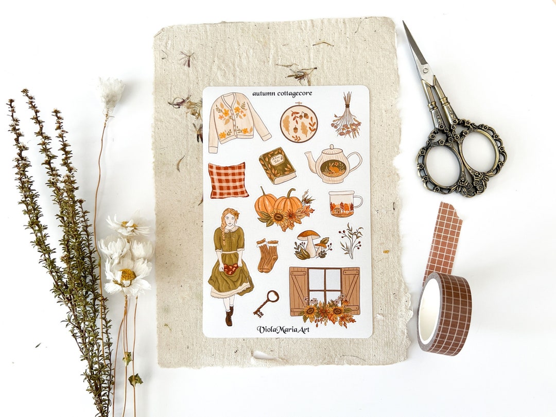 Autumn Cottagecore Sticker Sheet Bullet Journal Sticker - Etsy