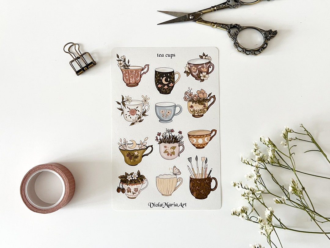 Tea Cups Sticker Sheet Bullet Journal Stickers - Etsy