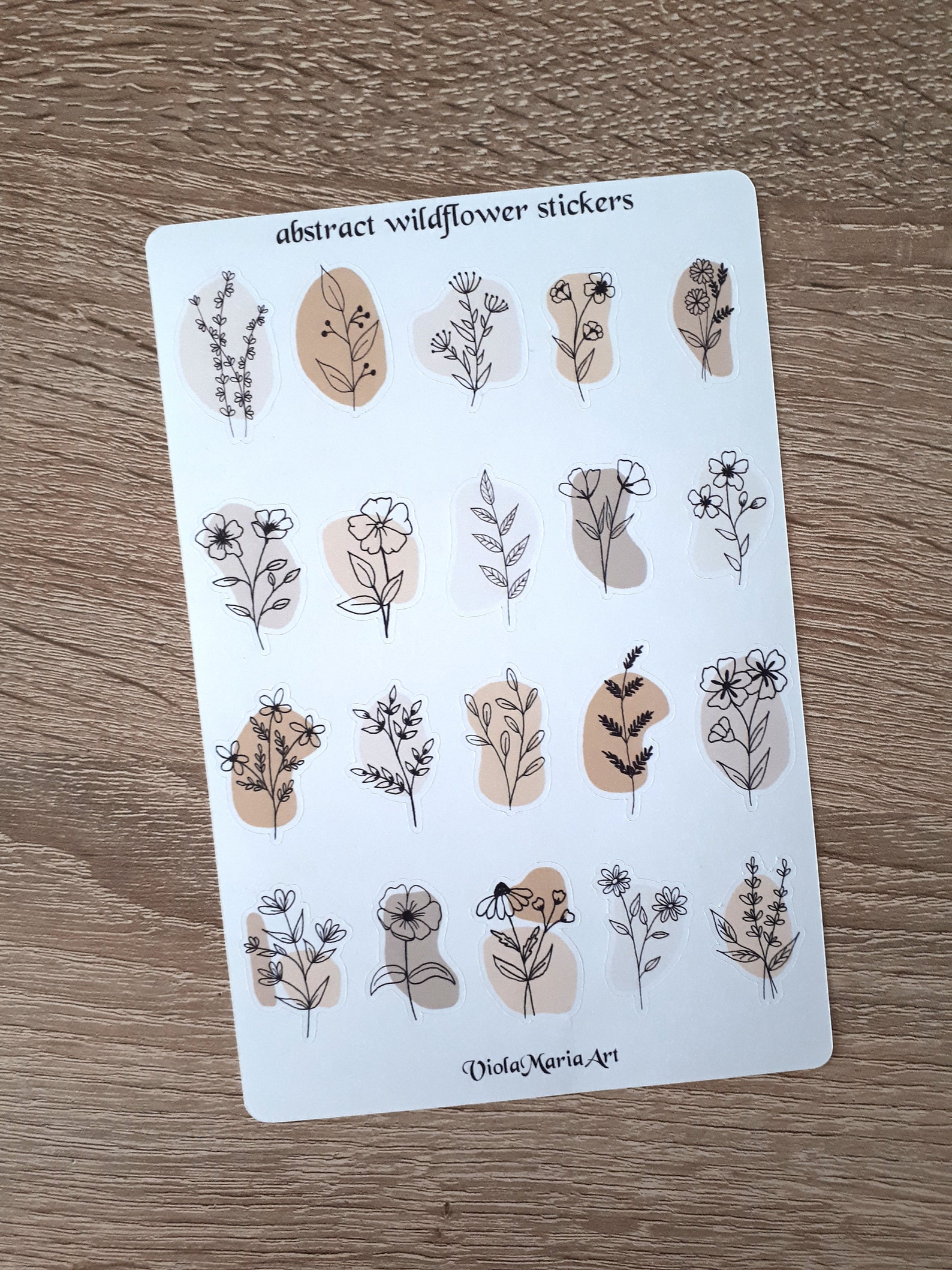 Abstrakte Wildblumen Sticker braune Töne Bullet Journal - Etsy.de
