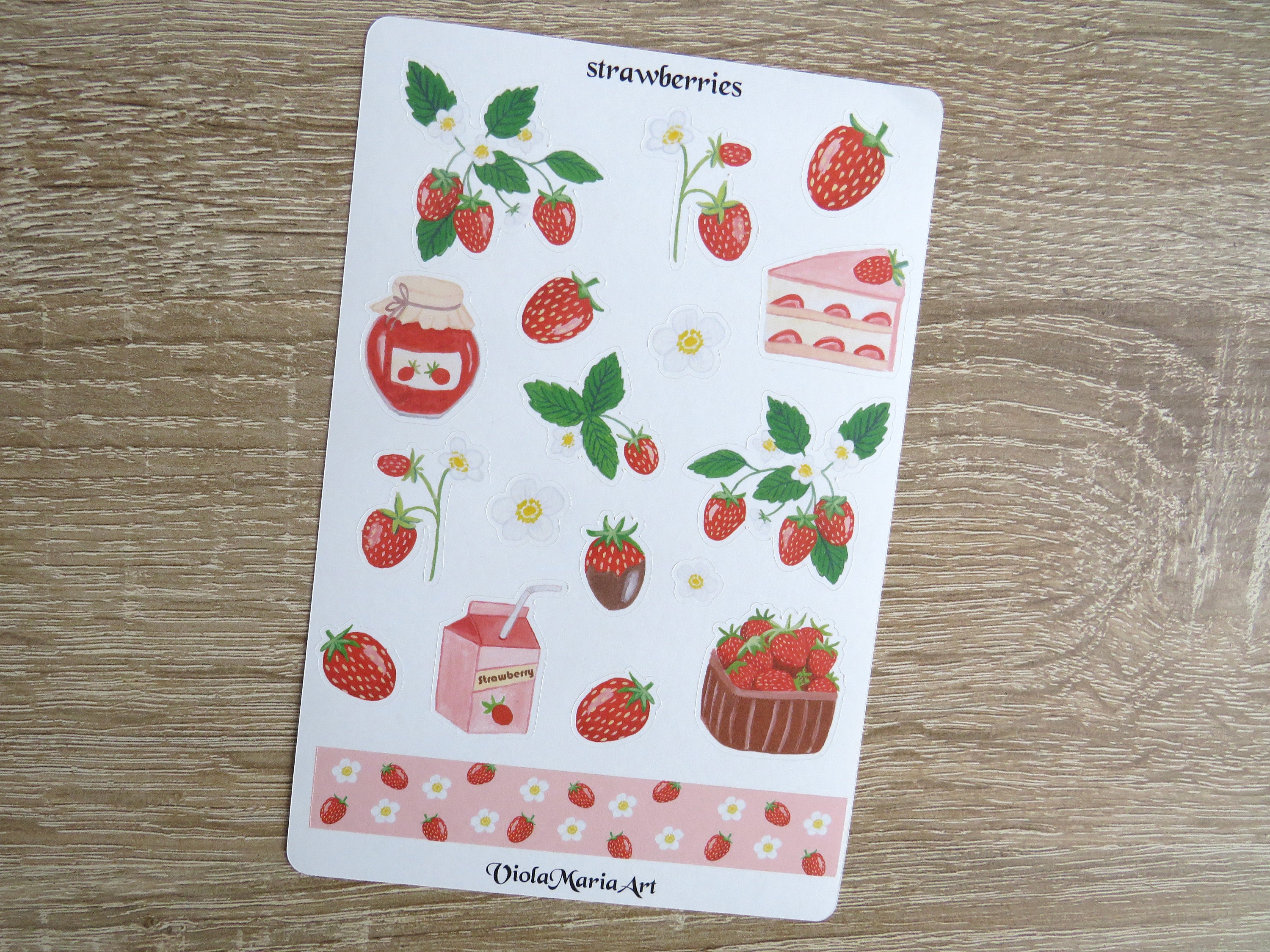 Strawberry Stickers Bullet Journal Sticker Sheet Decorative | Etsy UK