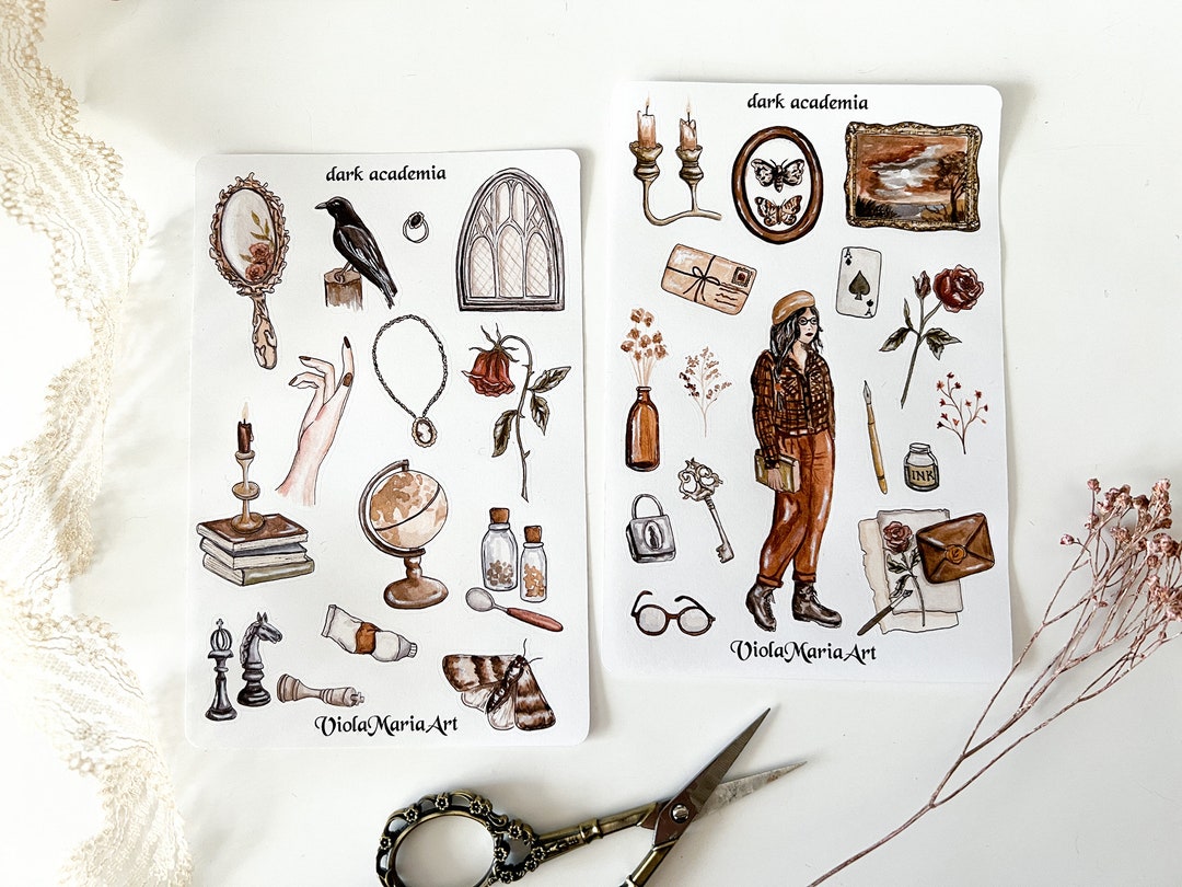 Dark Academia Sticker Sheets, Bullet Journal Stickers - Etsy
