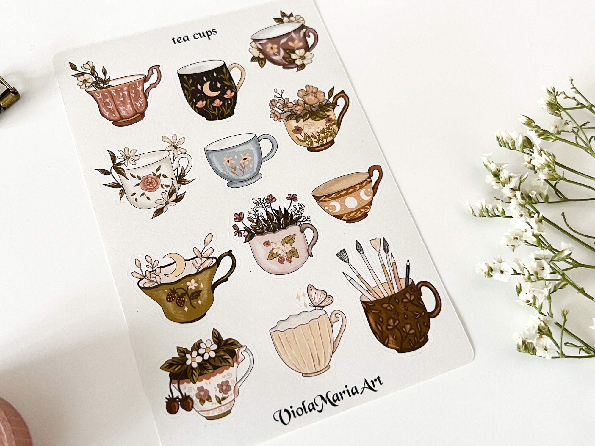Teetassen Aufkleberblatt Bullet Journal Sticker Sheet | Etsy
