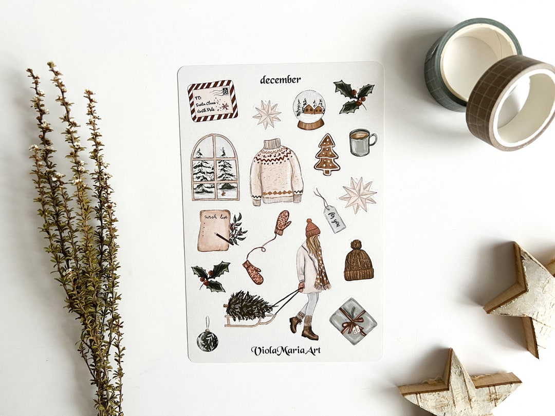 December Sticker Sheet Bullet Journal Stickers Christmas Sticker Set ...
