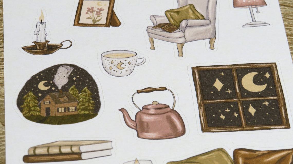 Stickersheet gemütlicher Abend Bullet Journal Sticker Planer - Etsy.de