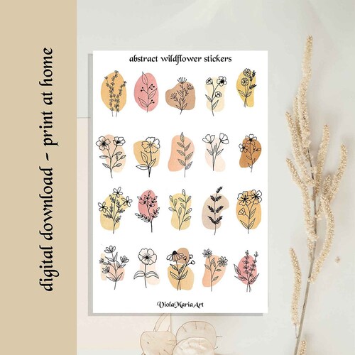 A4 Abstract Stickers Printable for Bullet Journal Pastel - Etsy