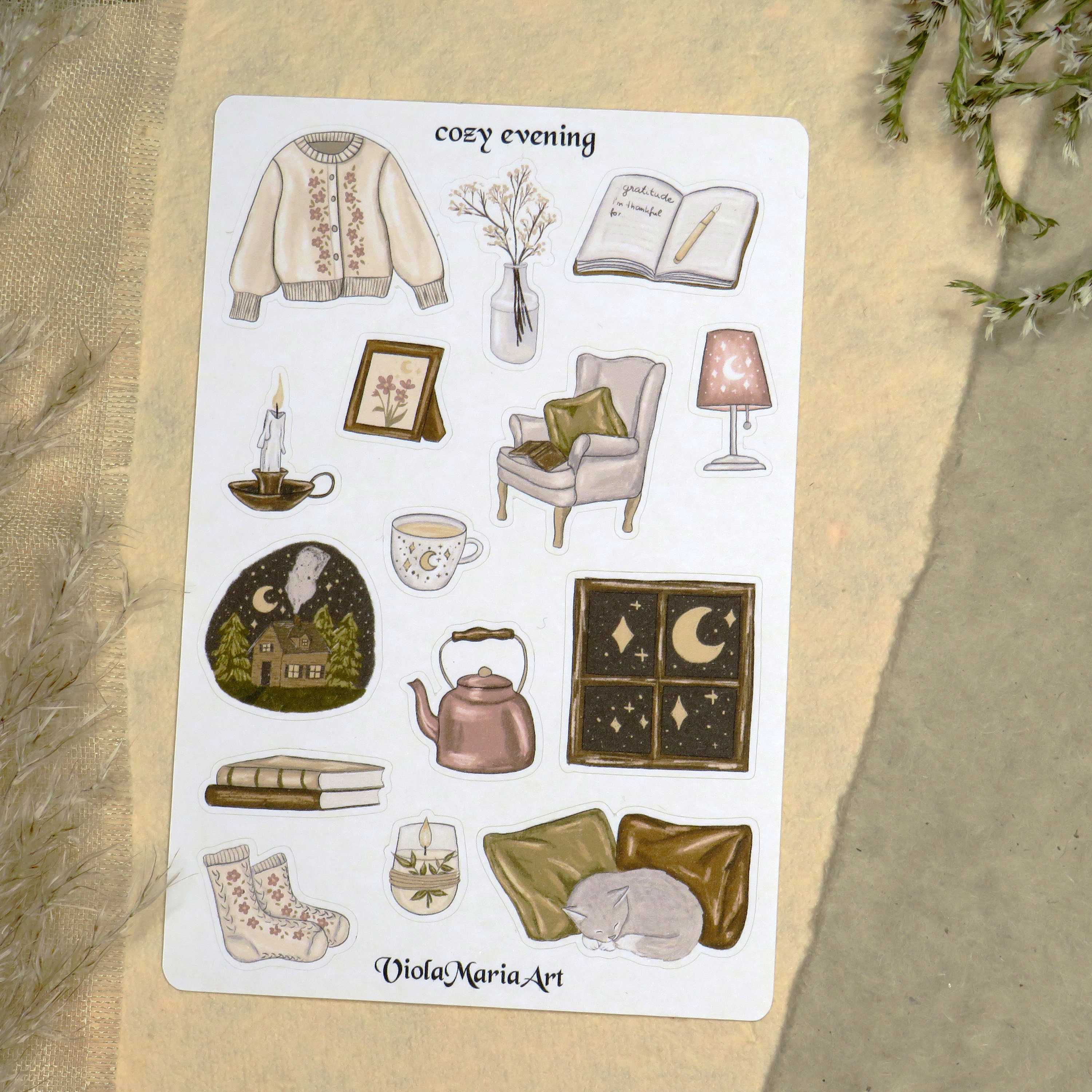 Cozy Evening Sticker Sheet Journaling Stickers Bullet | Etsy