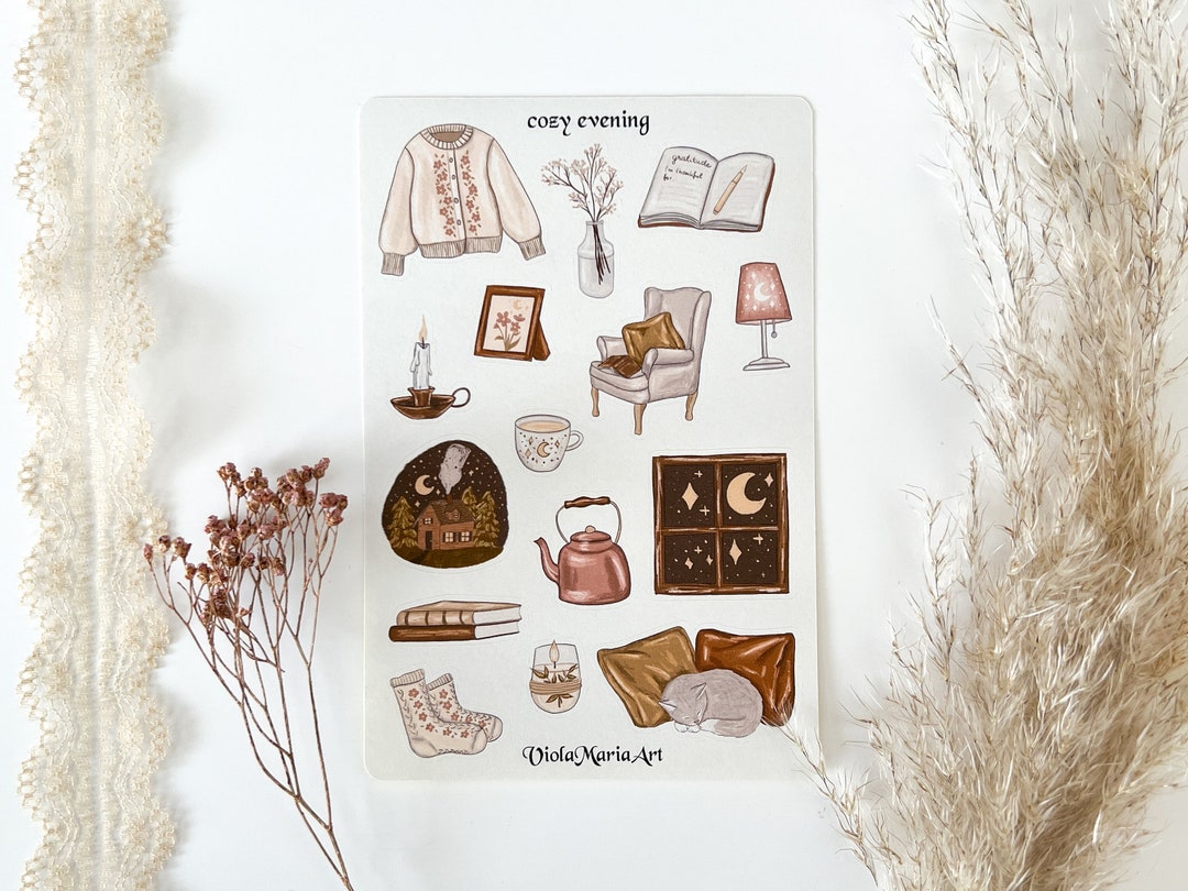 Cozy Evening Sticker Sheet, Journaling Stickers, Bullet Journal - Etsy