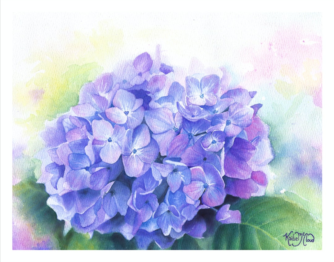 Hydrangea Flowers Watercolor Painting Fine Art Print - Etsy