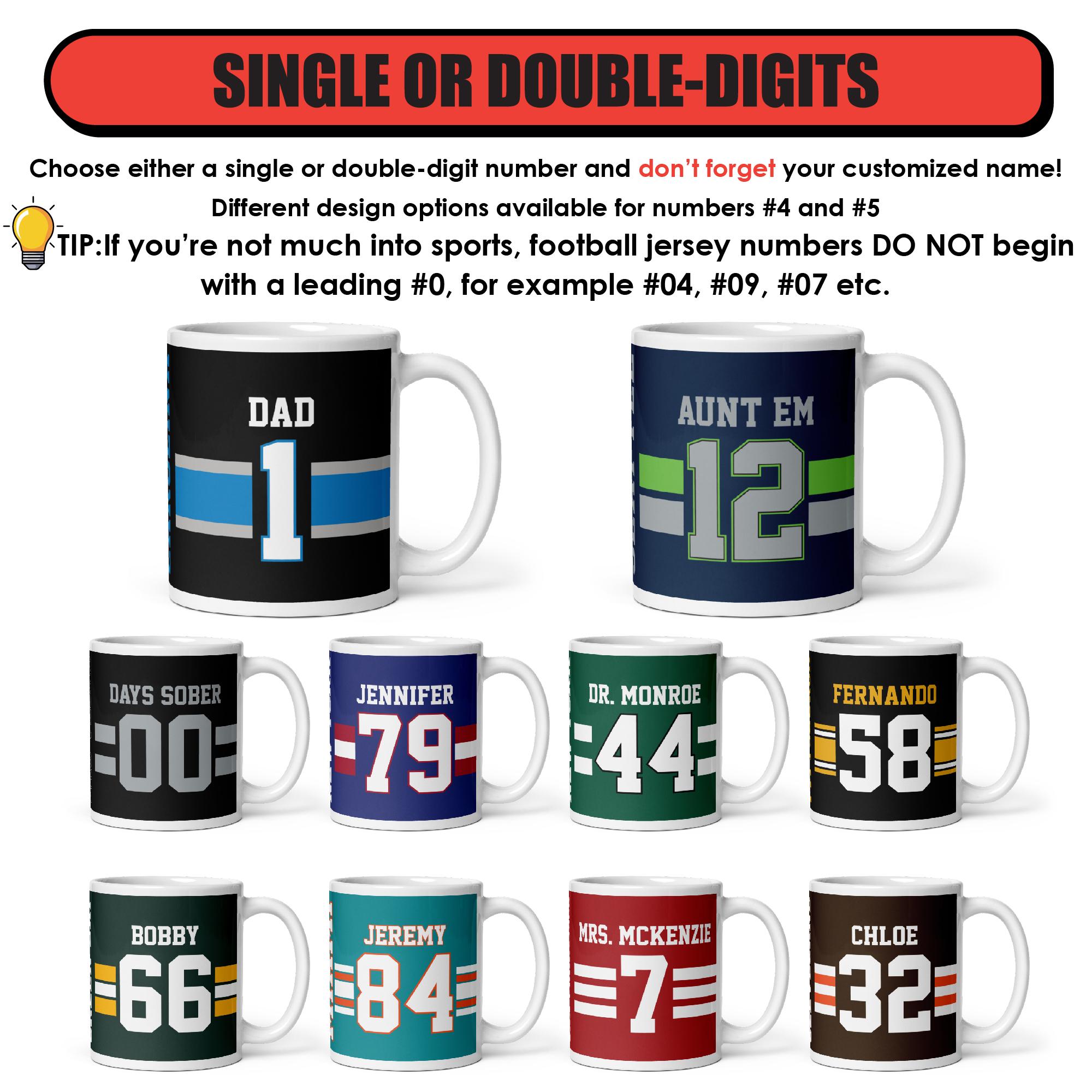 Chicago Name & Number Football Mug, Gift for Dad, Gift for Mom, Unique ...