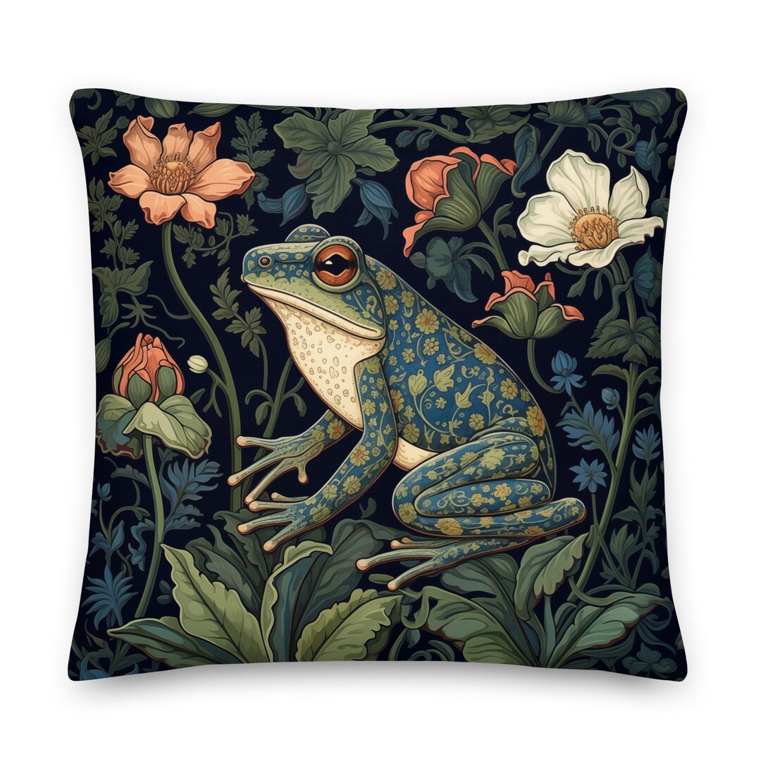 William Morris the Unusual Frog Throw Pillow, Art Nouveau, Home Decor ...