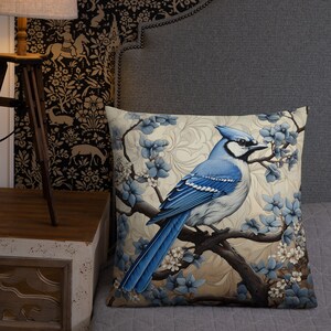 William Morris Blue Jay Bird Throw Pillow, Cushion, Home Decor, Bird ...