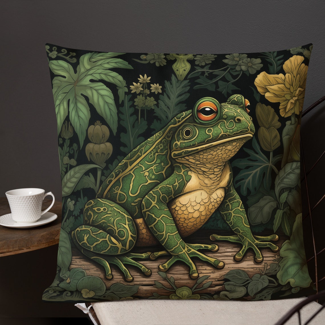 William Morris Charming Mystic Frog Throw Pillow, Art Nouveau, Home ...