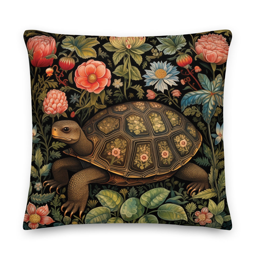 William Morris Turtle Throw Pillow, Cottagecore, Home Decor, Floral ...