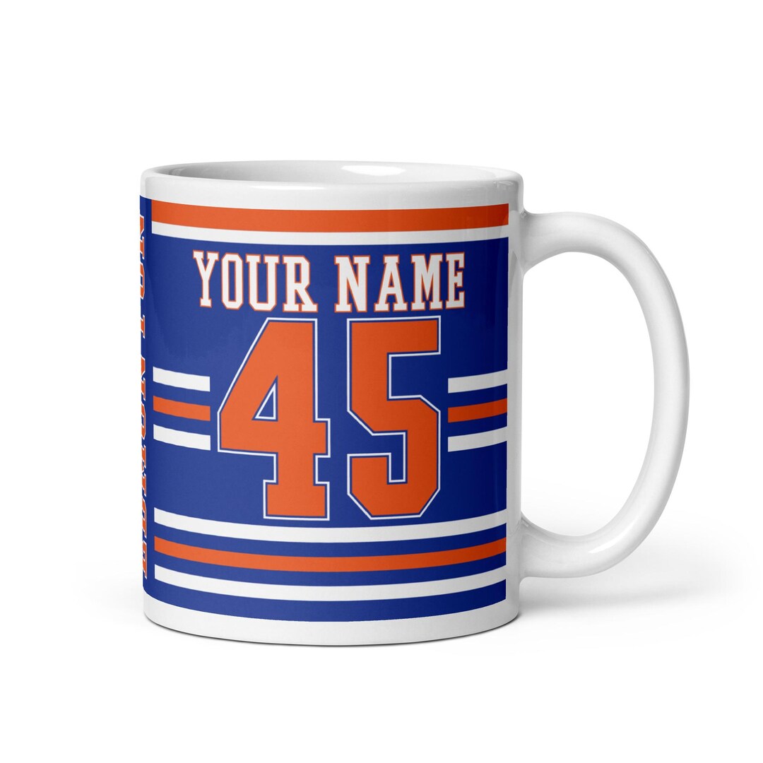 Edmonton Custom Name & Number Ice Hockey Mug, #1 Hockey Fan, Jersey ...