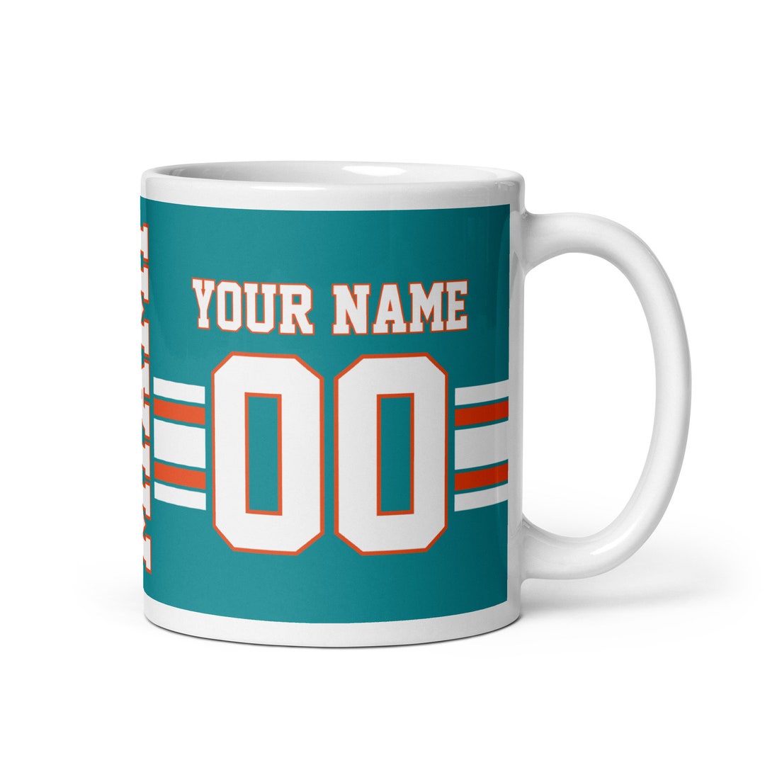 Miami Name & Number Football Mug, Gift for Dad, Gift for Mom, Unique ...