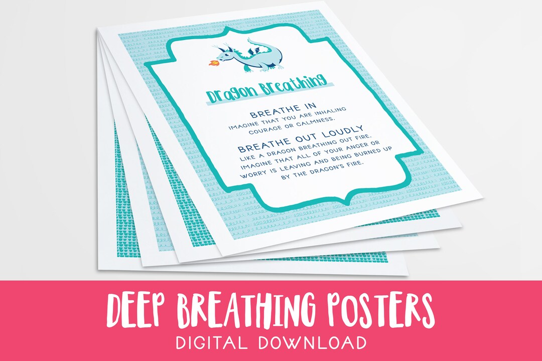Printable Deep Breathing Posters Set of 4 Signs for Kids - Etsy