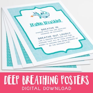 Printable Deep Breathing Posters - Set of 4 Signs for Kids - Classroom ...