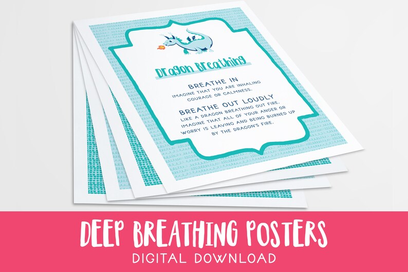 Printable Deep Breathing Posters - Set of 4 Signs for Kids - Classroom ...