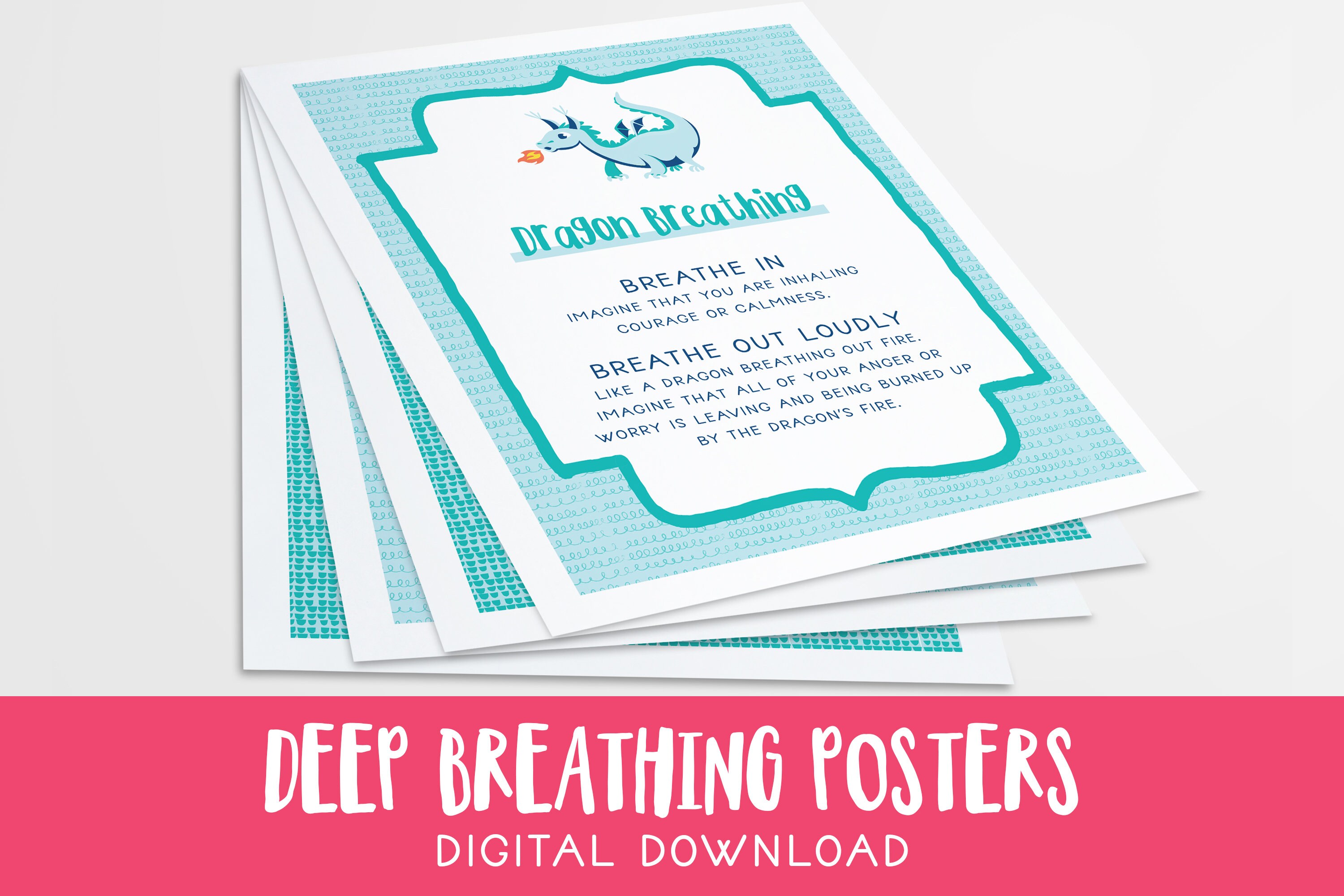Printable Deep Breathing Posters Set of 4 Signs for Kids Classroom ...