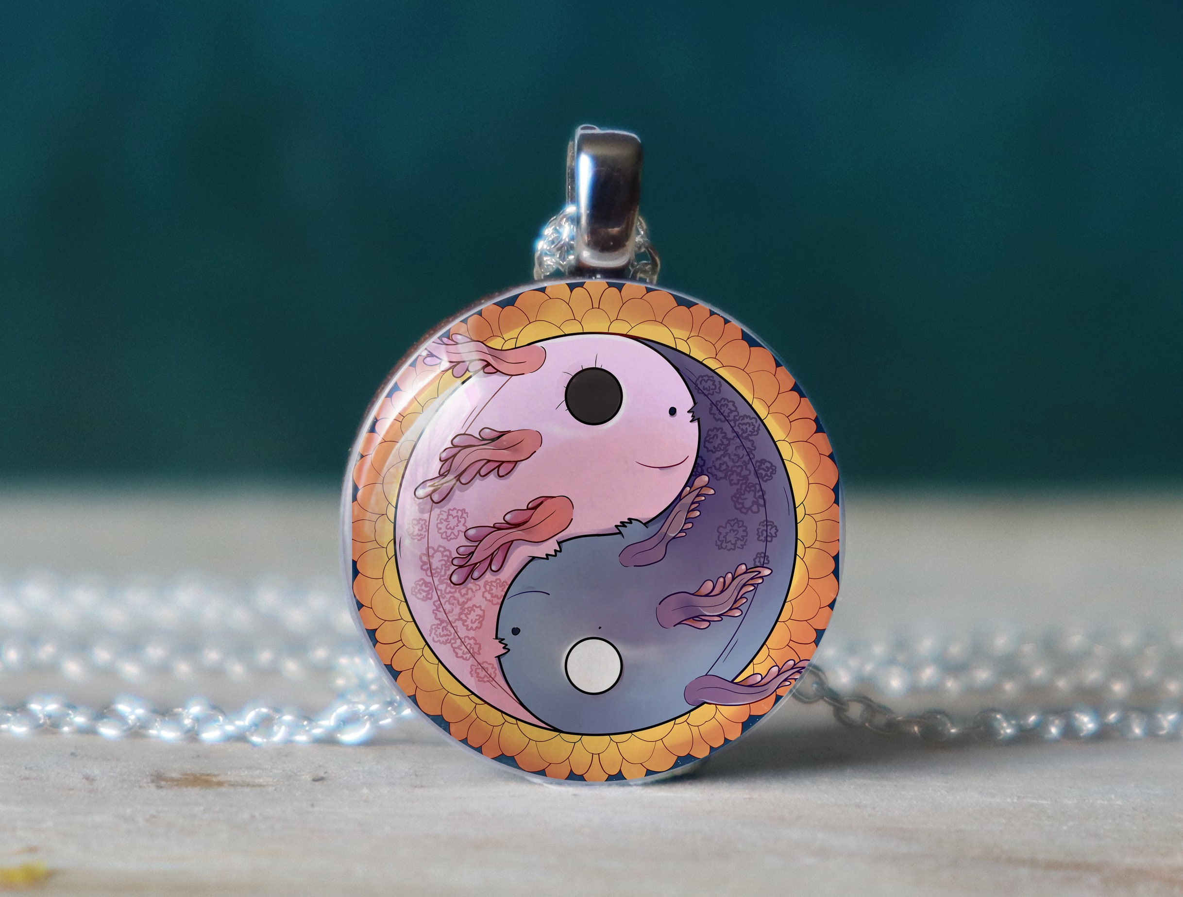 Axolotl Yin Yang Necklace Axolotl Gifts Axolotl Birthday - Etsy