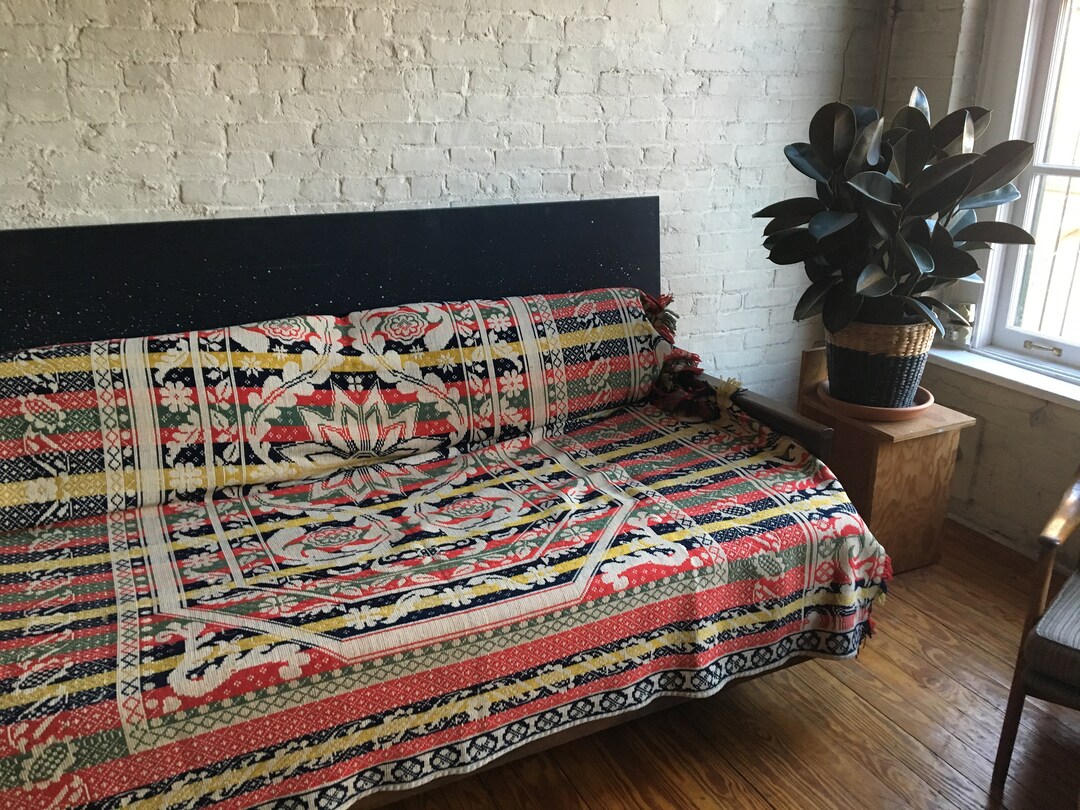 Primitive Woven Americana Jacquard Hand Loomed Coverlet 1800s ...
