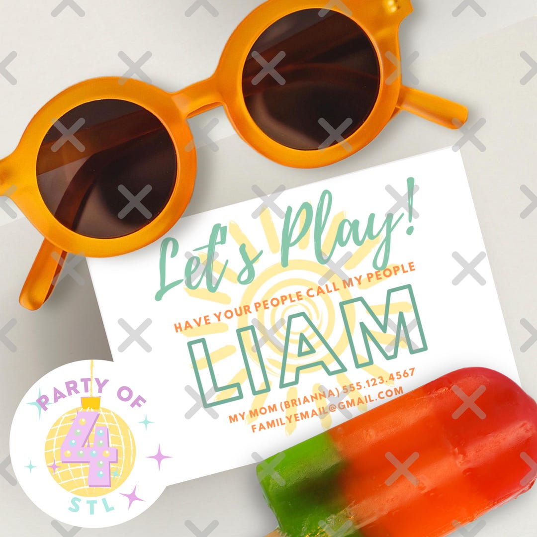 Sunshine Kids Business Card | Kid Business Cards | Play Date Card ...
