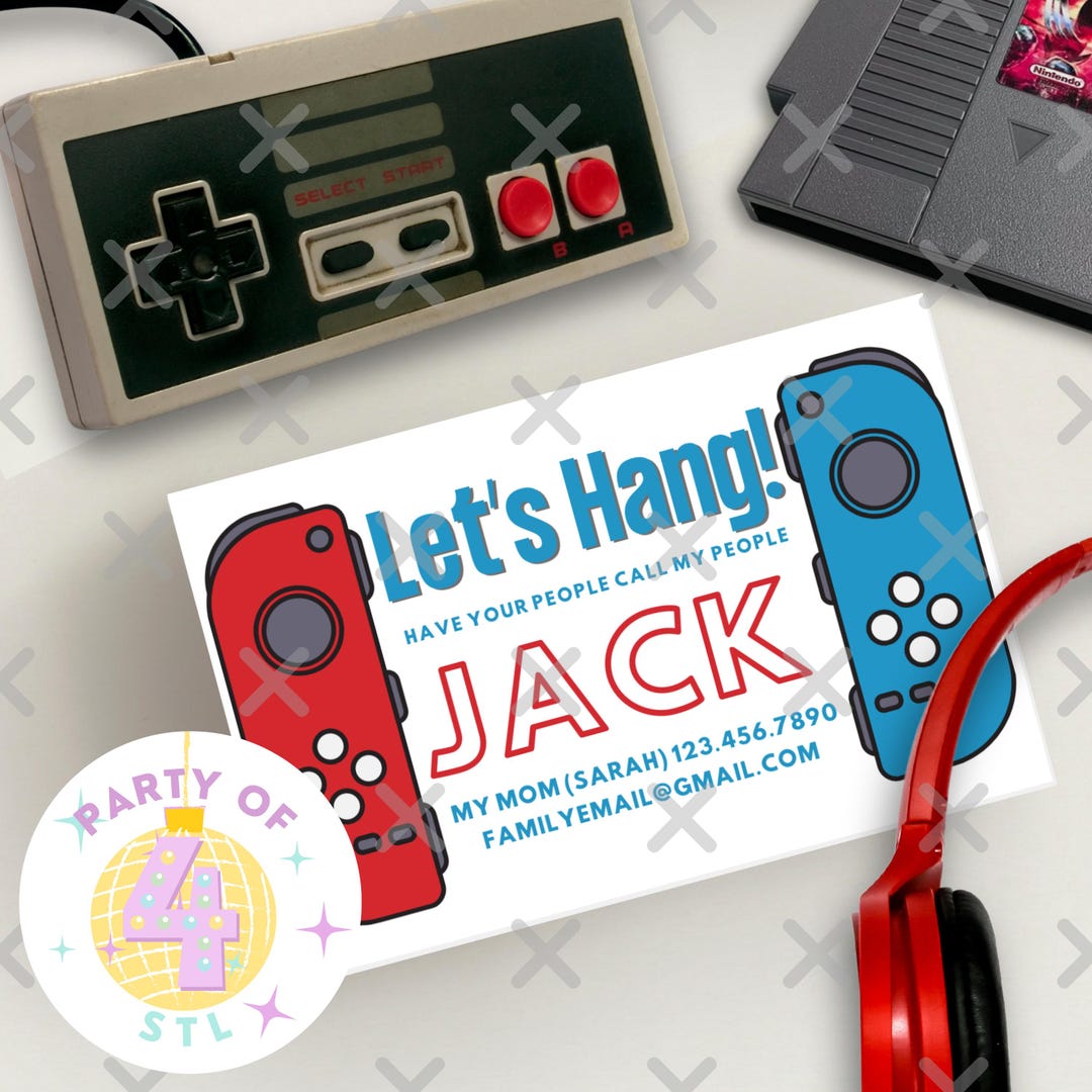 Video Game Kids Business Card | Kid Business Cards | Play Date Card ...