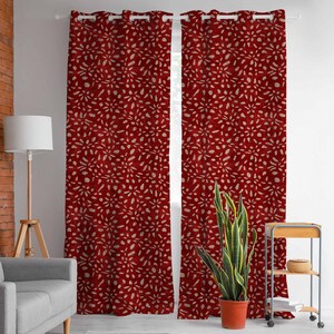 Floral Curtains / Red Pattern / Vintage Design / Bedroom Curtains ...