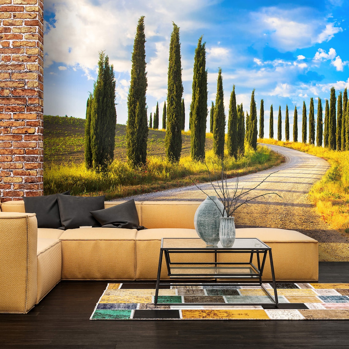 Tuscany Wall Mural / Cypress Trees / Italian Countryside / Italian ...
