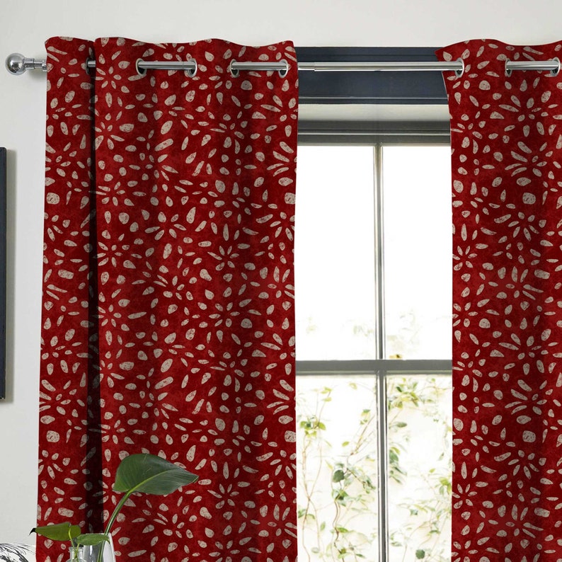 Floral Curtains / Red Pattern / Vintage Design / Bedroom - Etsy
