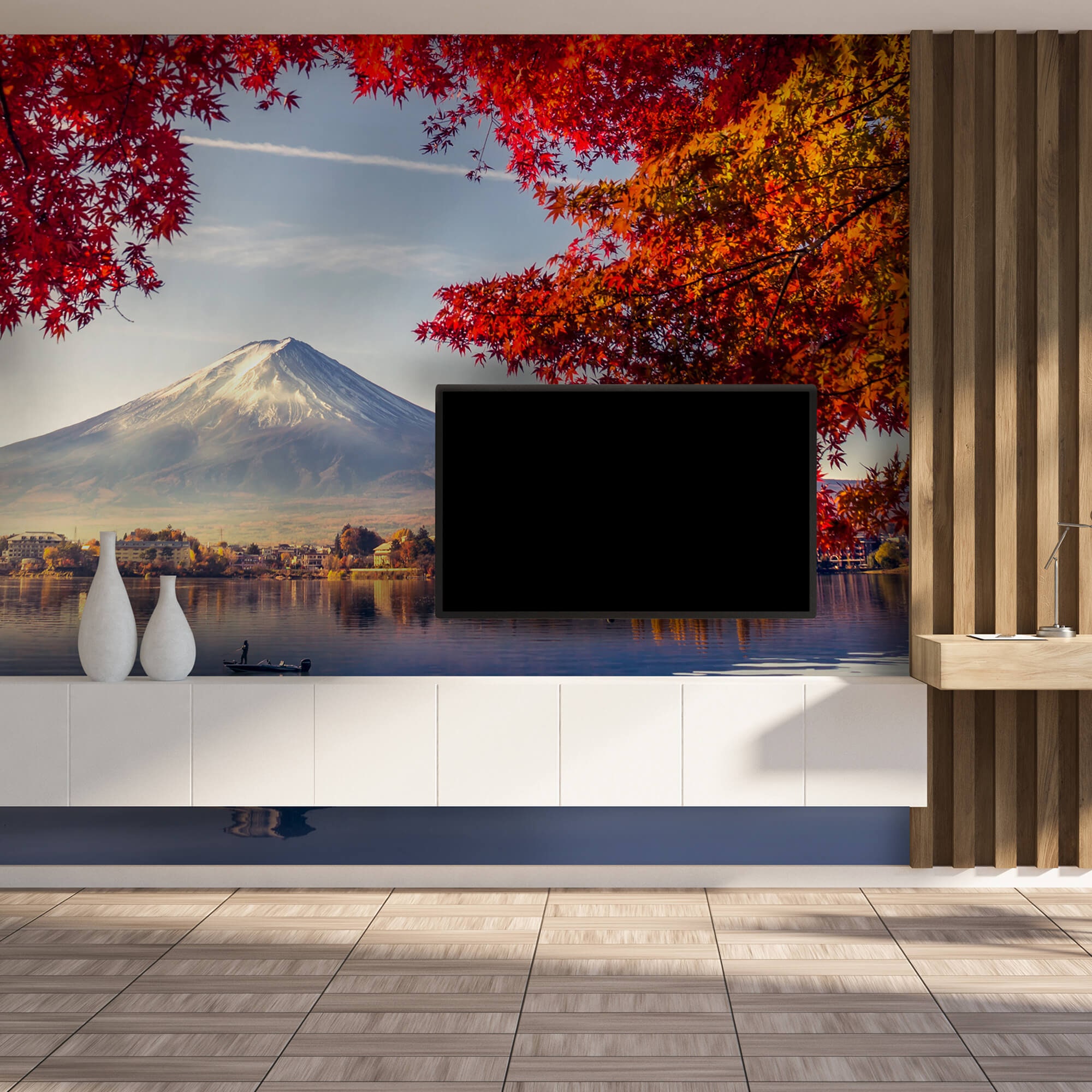 Mount Fuji Wall Mural / Oriental Style Wallpaper / Kawaguchiko Lake ...