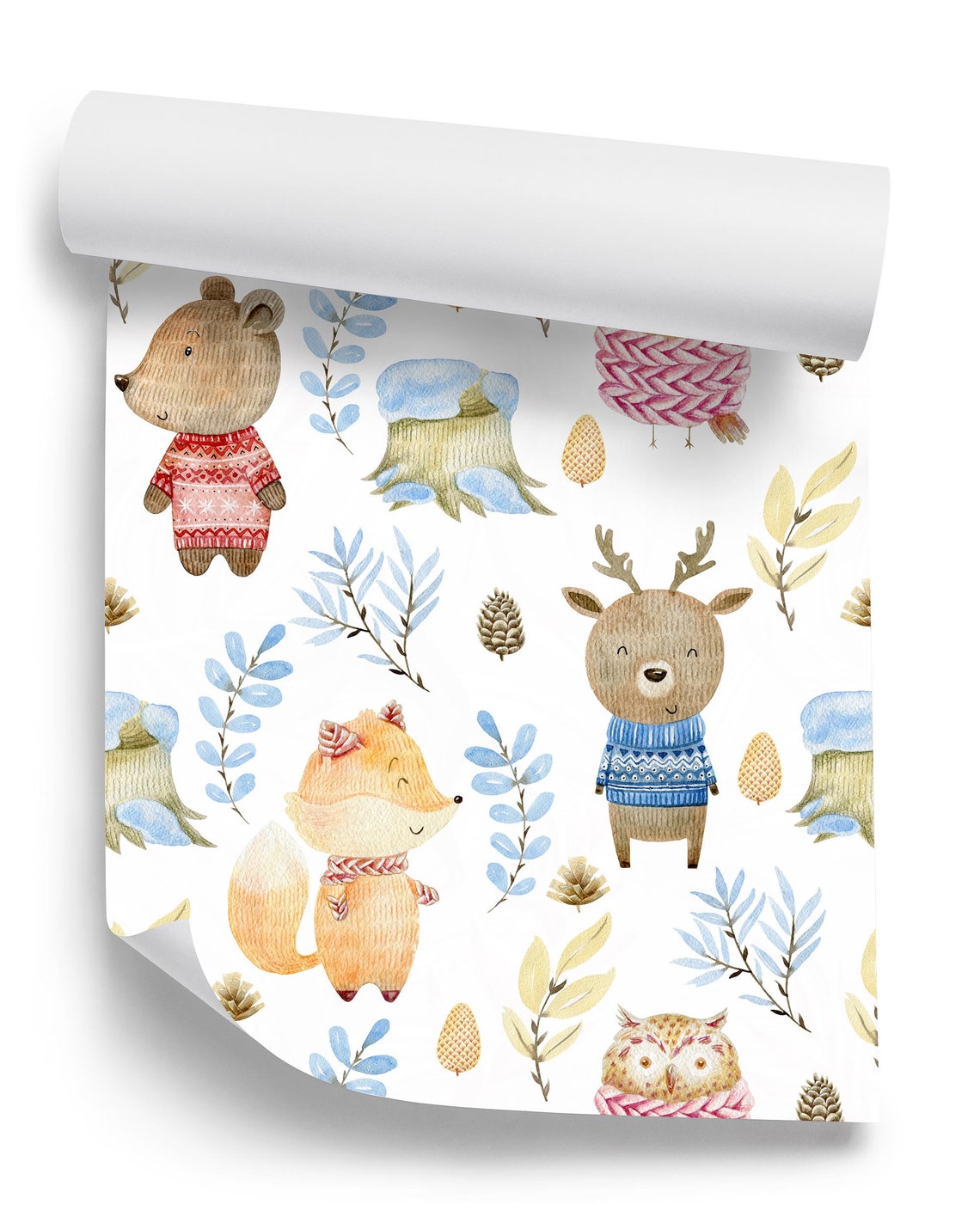 Forest Friends Wallpaper / Nursery Wall Mural / Watercolor - Etsy UK