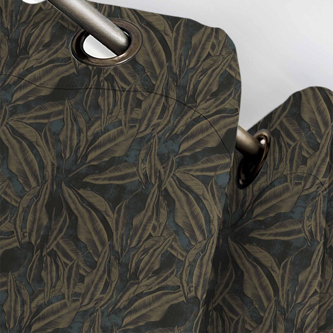 Botanical Curtains / Dark Pattern / Dark Green Leaves / Vintage Design ...