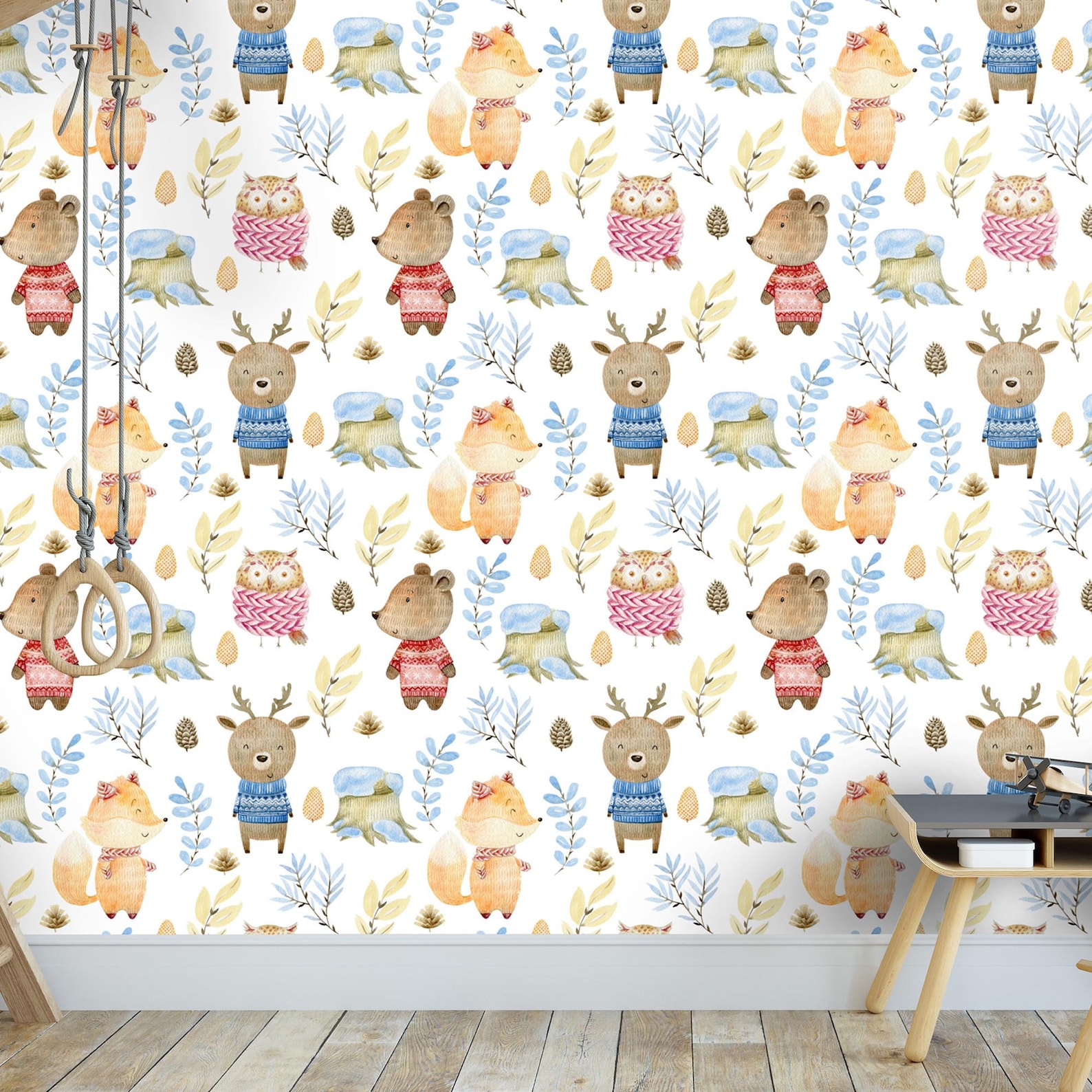 Forest Friends Wallpaper / Nursery Wall Mural / Watercolor - Etsy UK