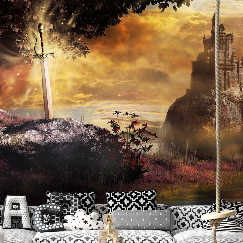 Sword in Stone Wall Mural / Fantasy Legend / Magical Scene / - Etsy