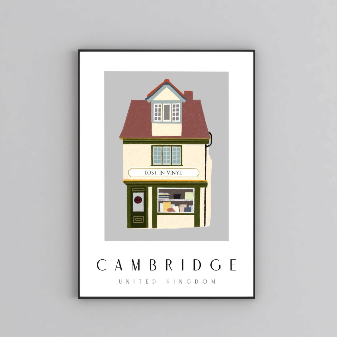 Cambridge Vinyl Shop Artwork, English Storefront Illustration, British ...