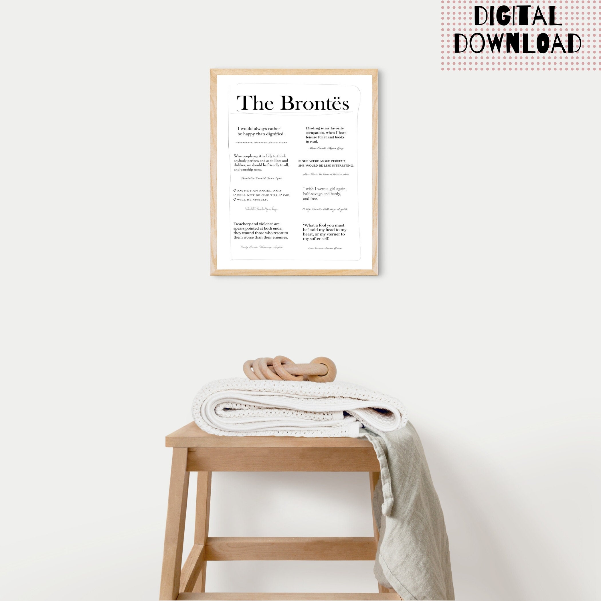 The Bronte Sisters Quotes Wall Art Classic Literature Authors - Etsy Sweden