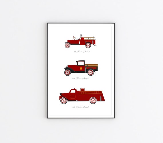 Vintage Firetruck Wall Art Antique Fire Engines Fire Truck | Etsy