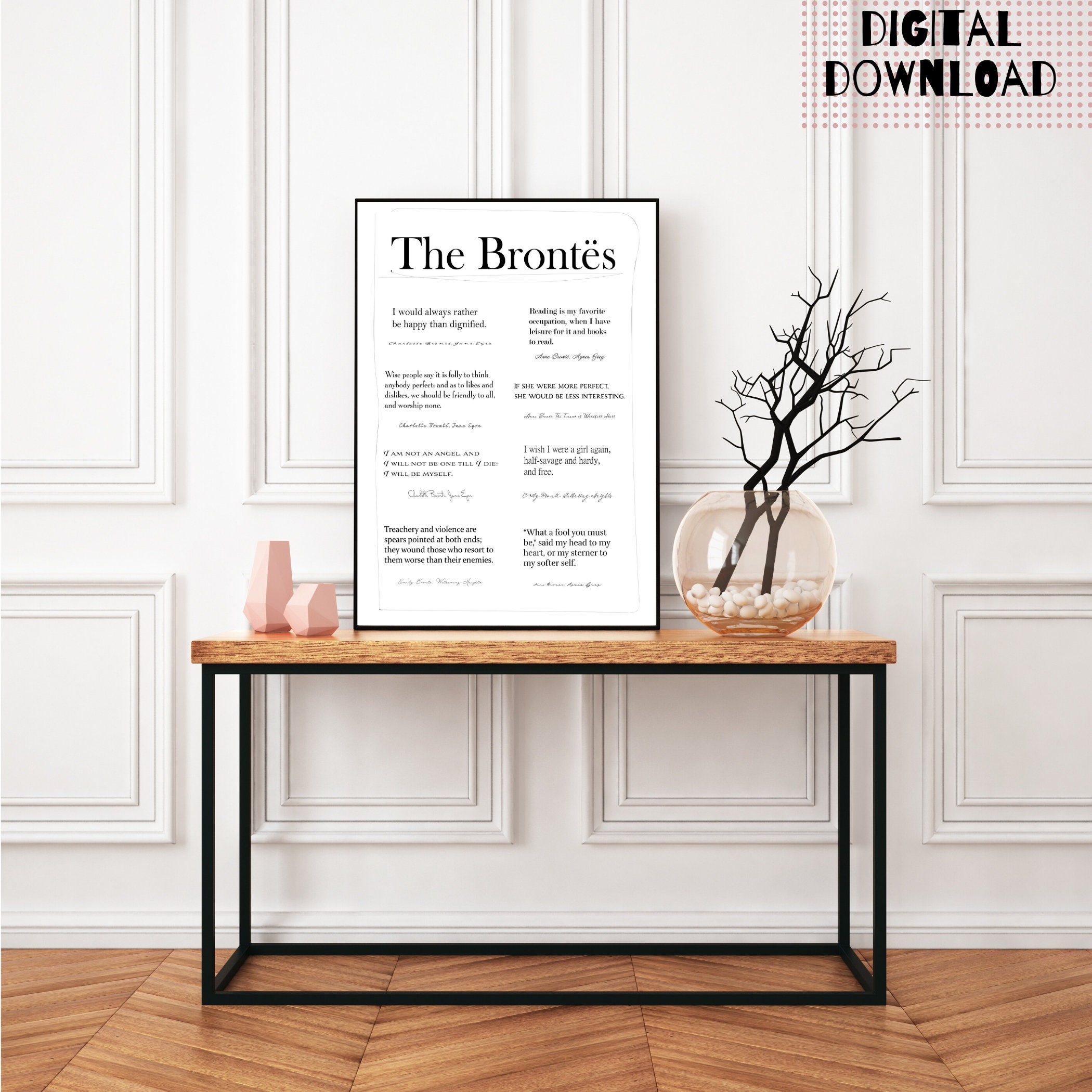 The Bronte Sisters Quotes Wall Art Classic Literature Authors ...