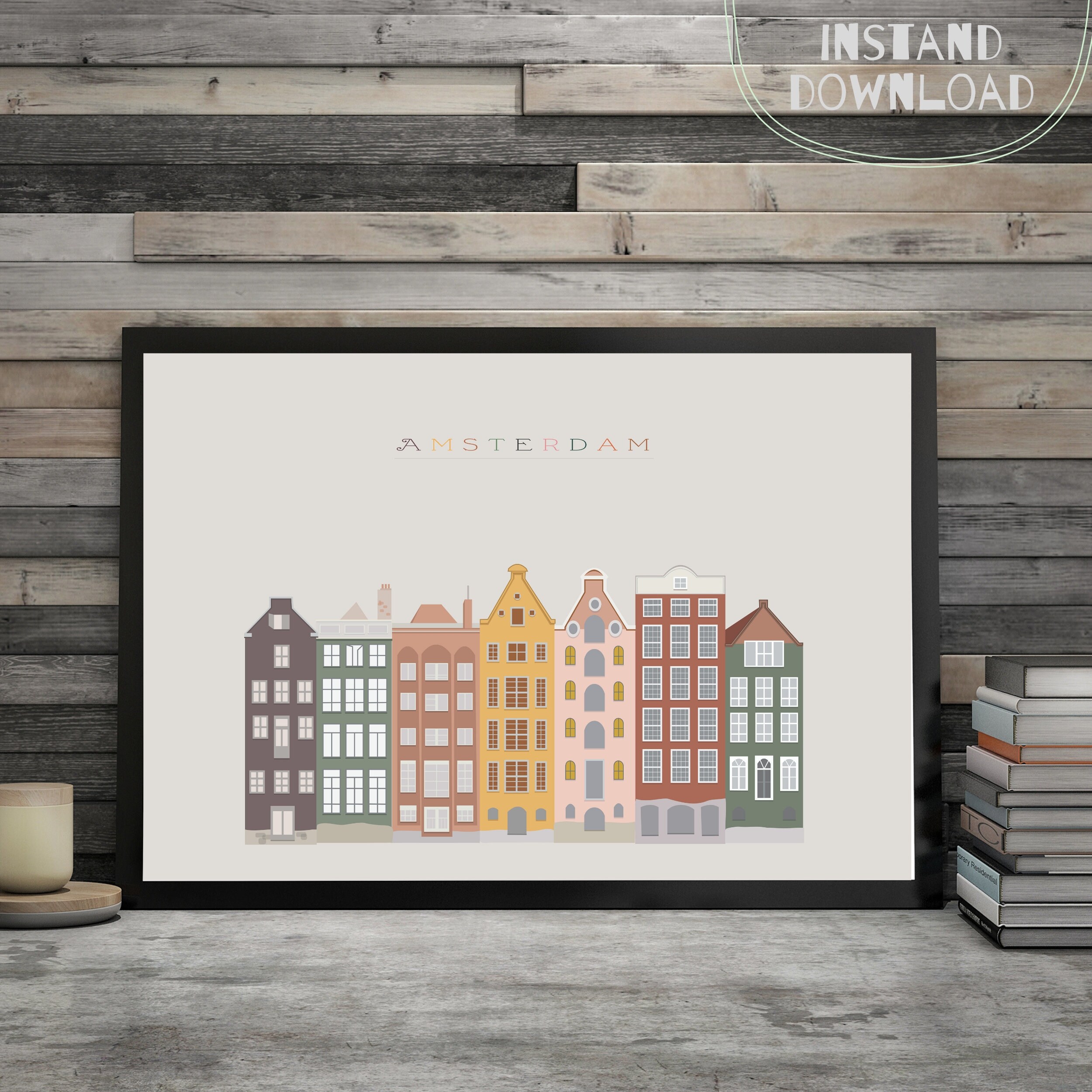 Amsterdam Art Print | Dutch Houses Wall Art | Netherland City Buildings ...