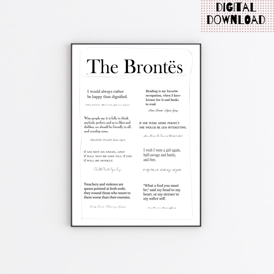 The Bronte Sisters Quotes Wall Art| Classic Literature Authors ...