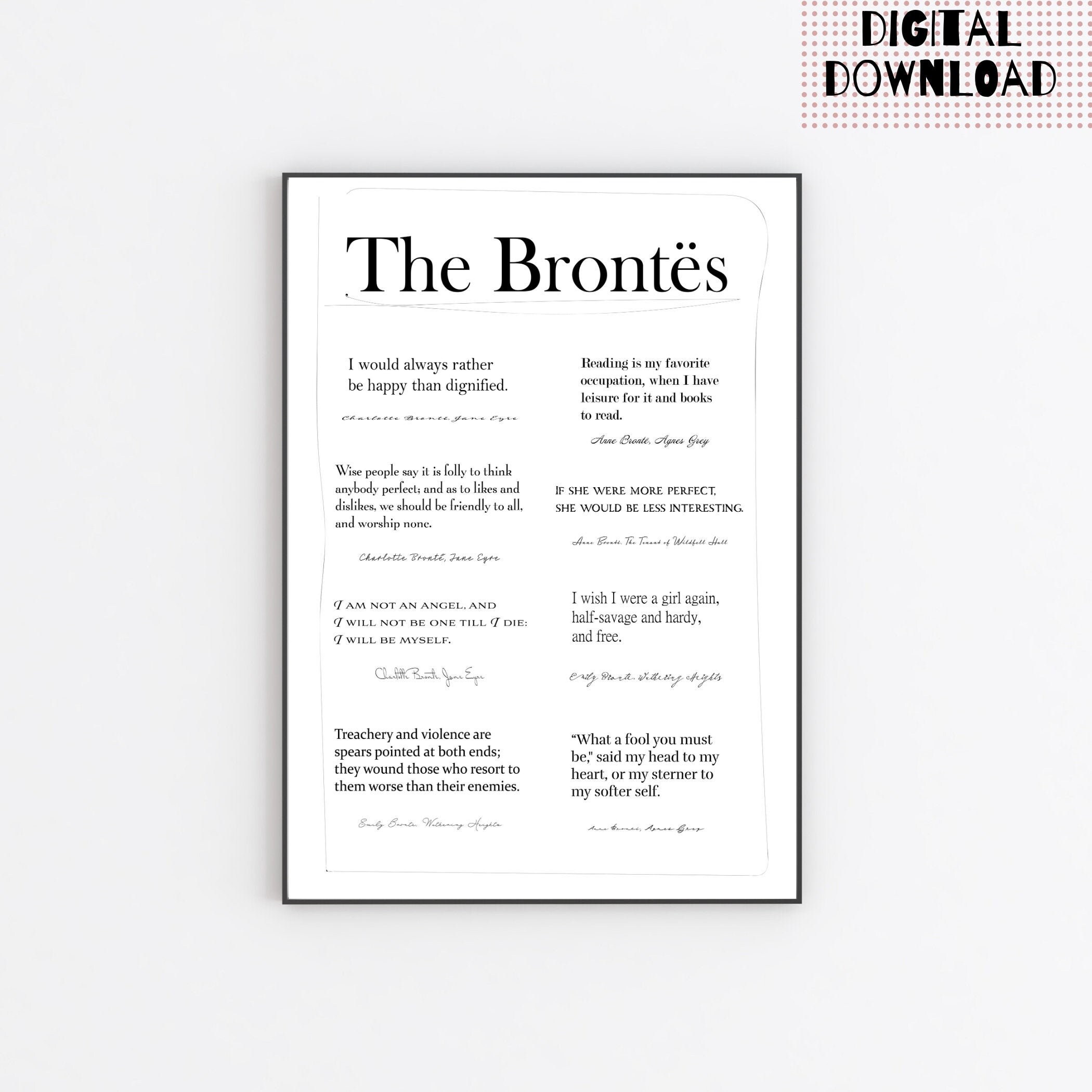 The Bronte Sisters Quotes Wall Art Classic Literature Authors ...