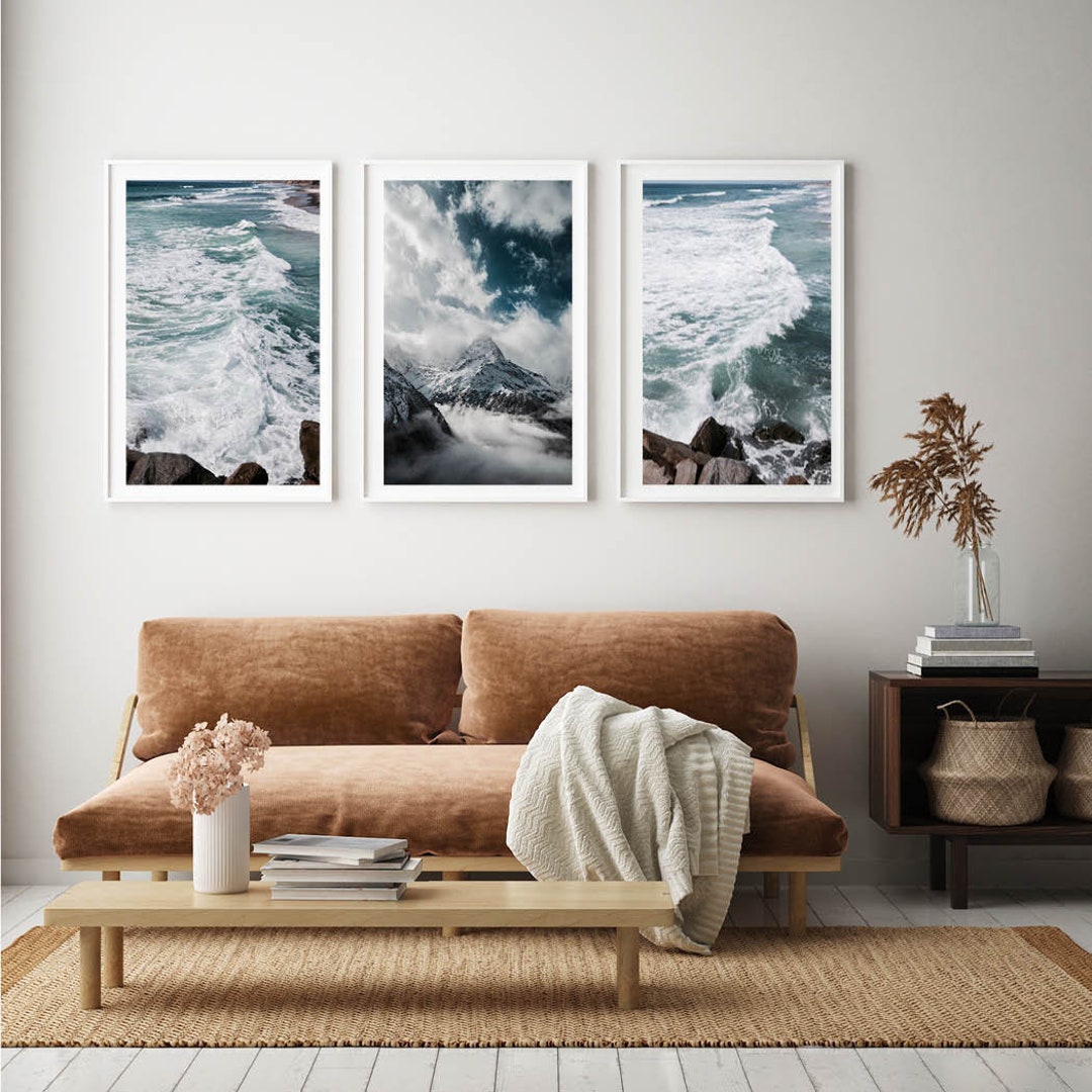 Set of 3 - Harmony Digital Art, Coastal, Ocean Print, Wall Decor ...