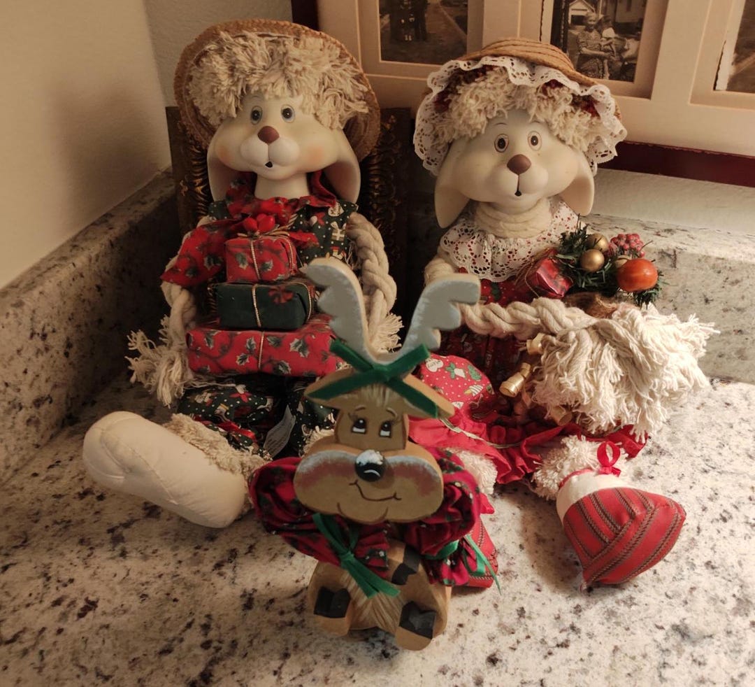 House of Lloyd Christmas Floyd & Flossie Shelf Ceramic Dolls 16 Puppy ...