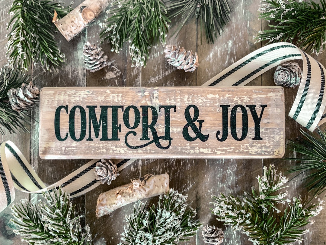 Comfort and Joy Wood Sign, Chippy Distressed Wood Sign, Christmas ...
