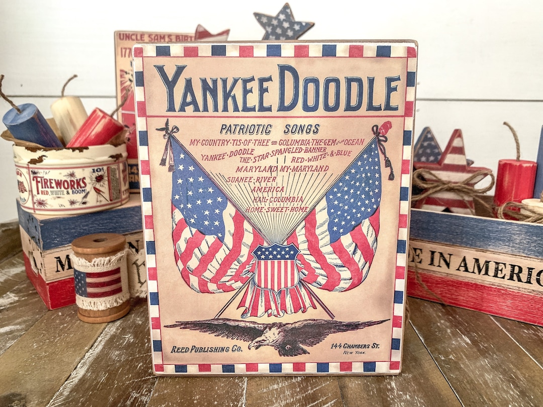 Yankee Doodle Patriotic Songs Wood Sign, Vintage Americana Decor ...