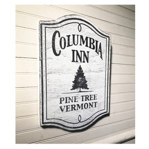 Columbia Inn Wooden Sign Pine Tree Vermont Sign, White Christmas Movie ...