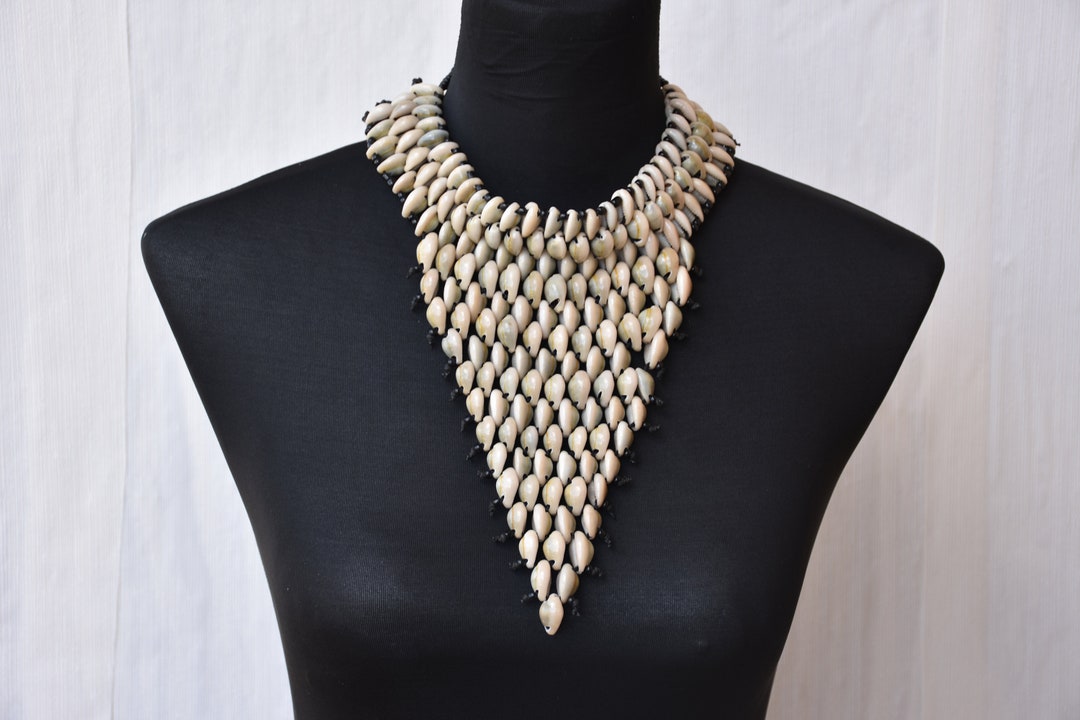 African Cowrie Shell Necklace, African Tribal Necklace, Sea Shell ...