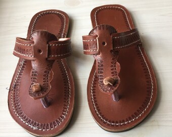 Genuine Leather Sandals for Men, African Beaded Sandals, Handmade ...